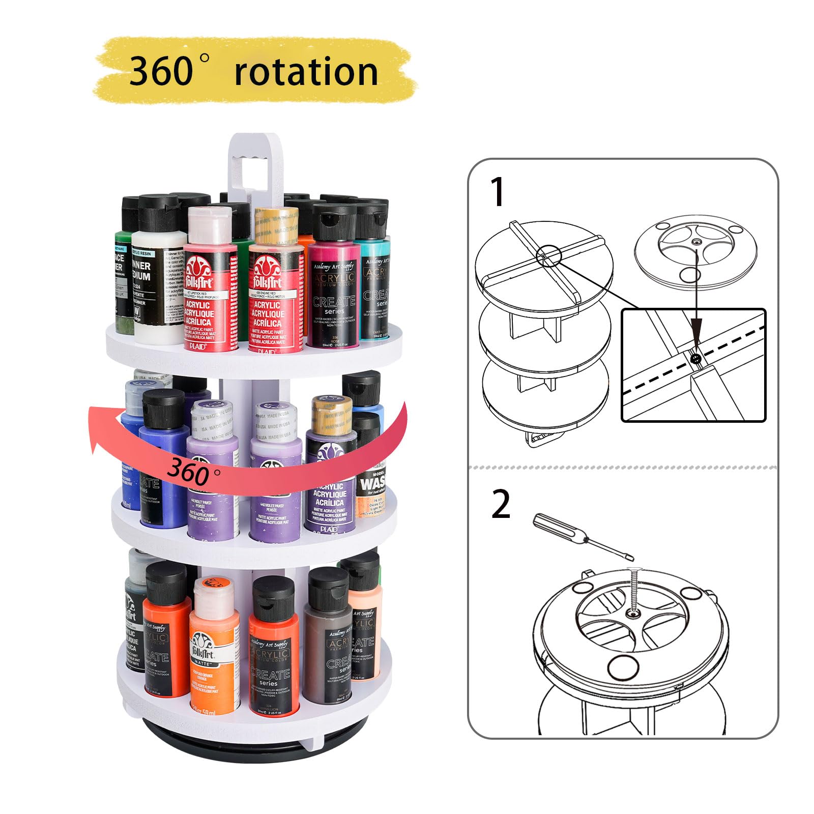 Snapklik.com : Craft Paint Storage Rack, 40 Holes Spinning Paint ...