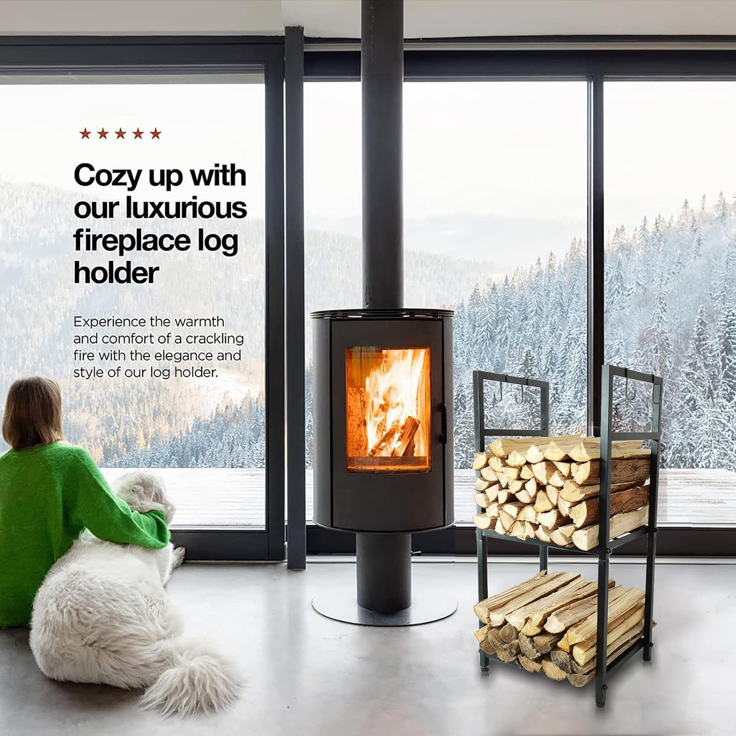 EthCat Firewood Rack Indoor Outdoor, Fireplace Wood Log Rack Holder ...