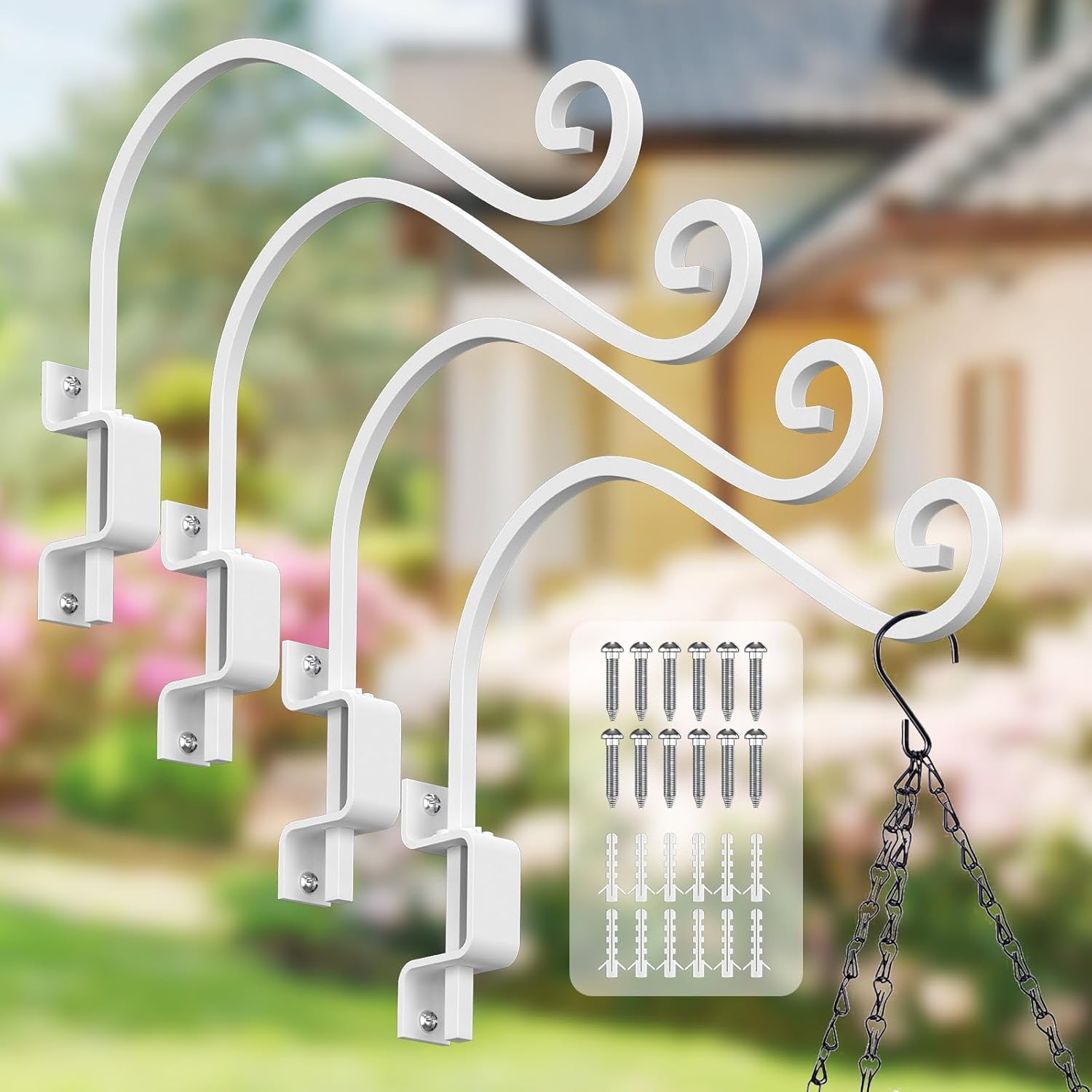 Amazon.com: 4 Pack Plant Hangers Outdoor : Swivel Bird Feeder Hangers ...