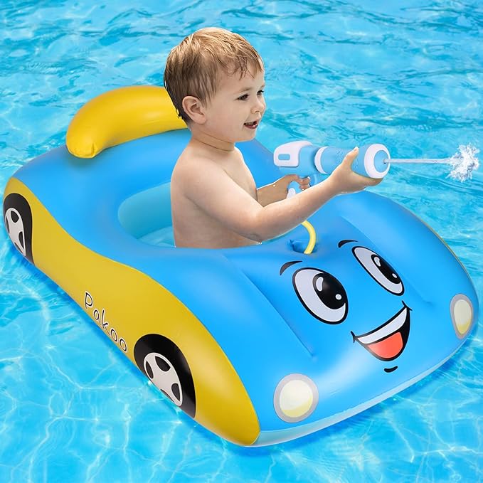 Amazon.com: Baby Pool Float Inflatable Car Pool Float Boat with Squirt ...