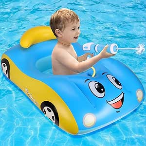 Amazon.com: Baby Pool Float Inflatable Car Pool Float Boat with Squirt ...