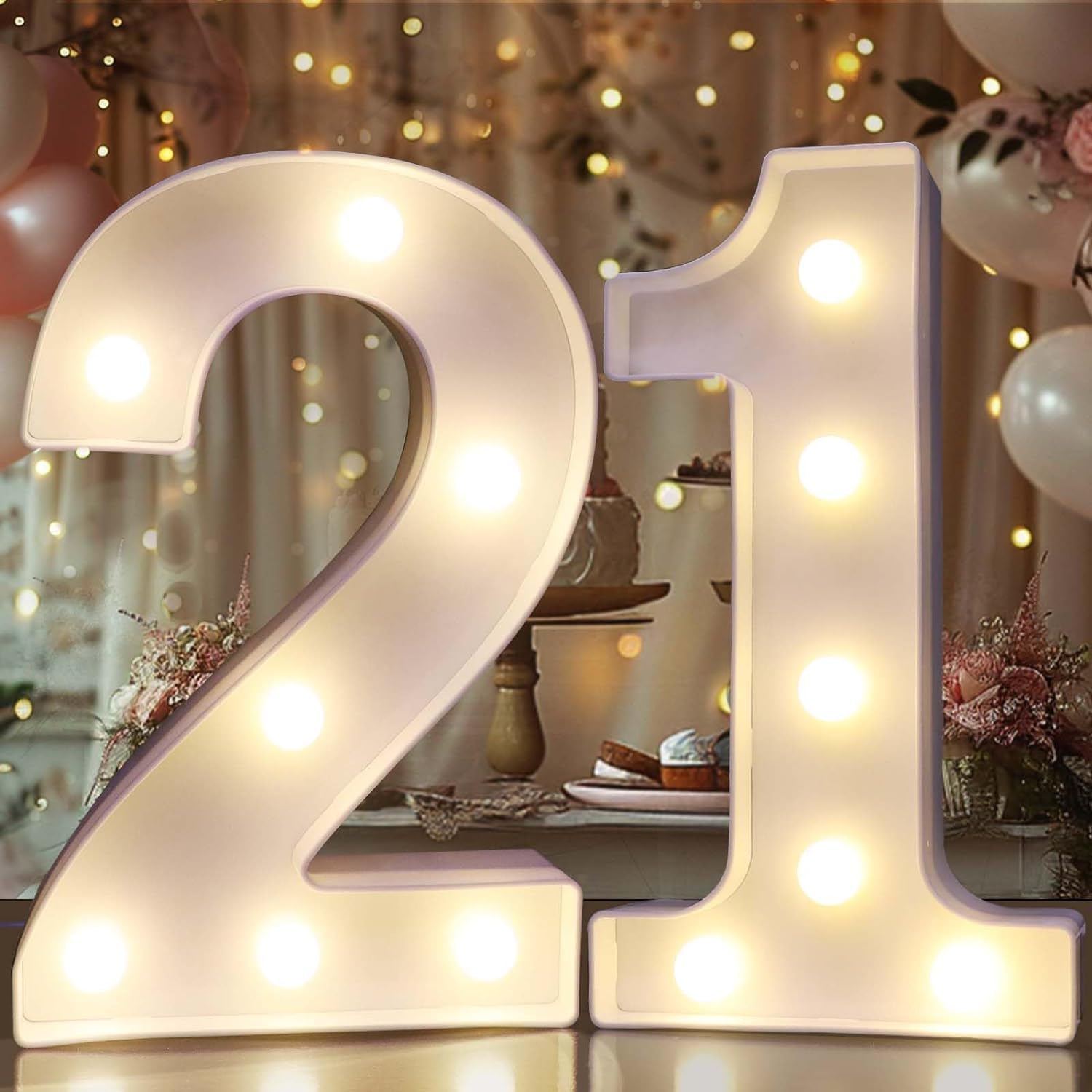 Decorative LED Light Up Numbers, 21st Birthday Decoration for Her Him ...