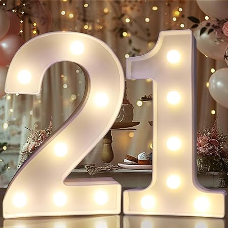 Decorative LED Light Up Numbers, 21st Birthday Decoration for Her Him ...