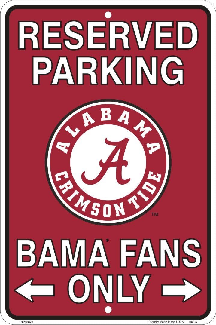 Alabama (Bama) Fans Reserved Parking Sign Metal 8 x 12 embossed ...