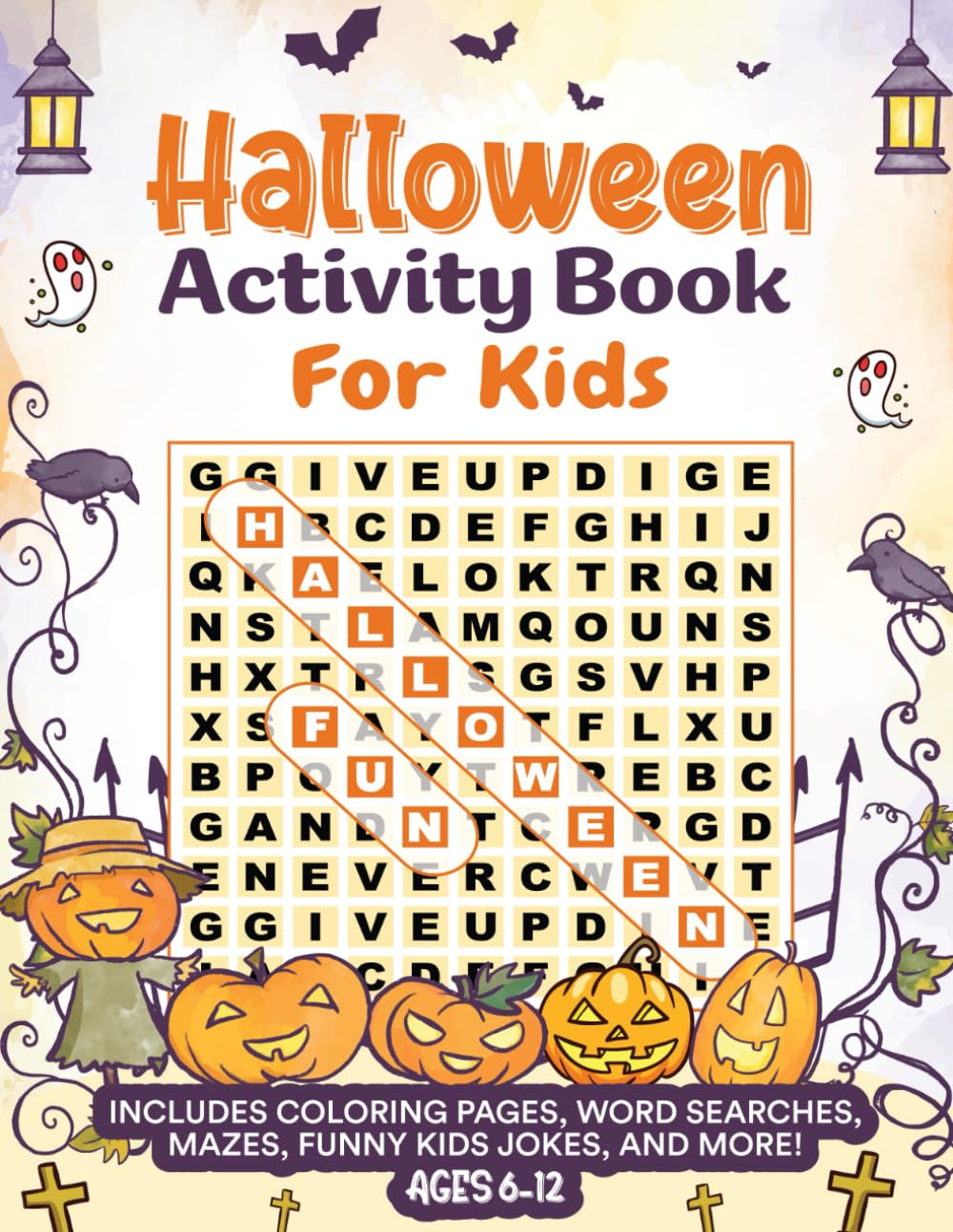 Halloween Activity Book For Kids: Includes Coloring Pages, Word ...