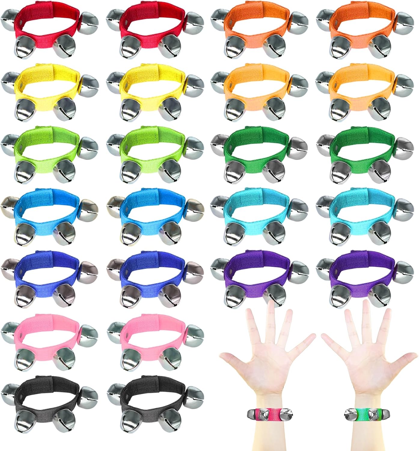 Amazon.com: 24 Pack Wrist Band Jingle Bells,12 colors Wrist Bells Ankle ...