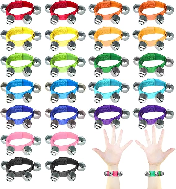 Amazon.com: 24 Pack Wrist Band Jingle Bells,12 colors Wrist Bells Ankle ...