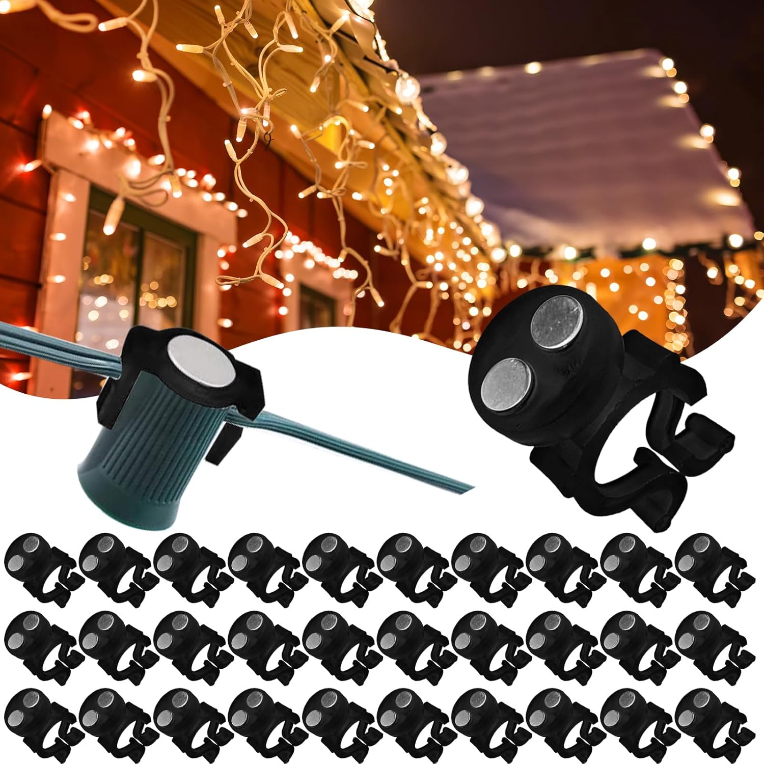 Amazon.com: Blulu 100 pcs Black Christmas Magnetic Light Clips Bulk ...