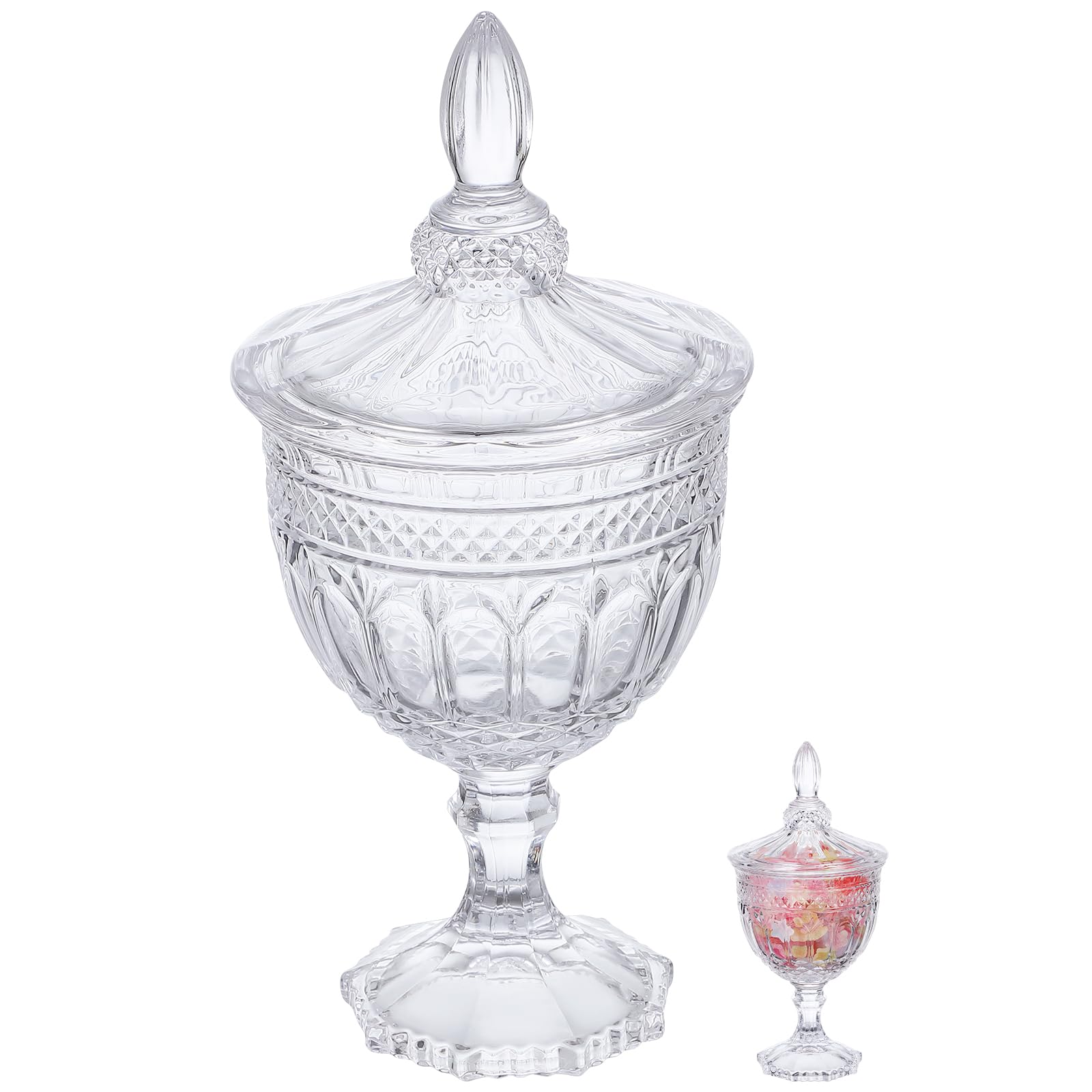 Amazon.com | DOITOOL Glass Footed Candy Dish with Lid, Clear Covered ...