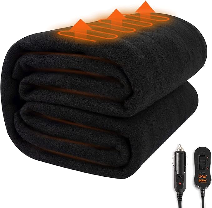 Amazon.com: Sojoy Heated Car Blanket, 12-Volt Electric Blanket for Car ...