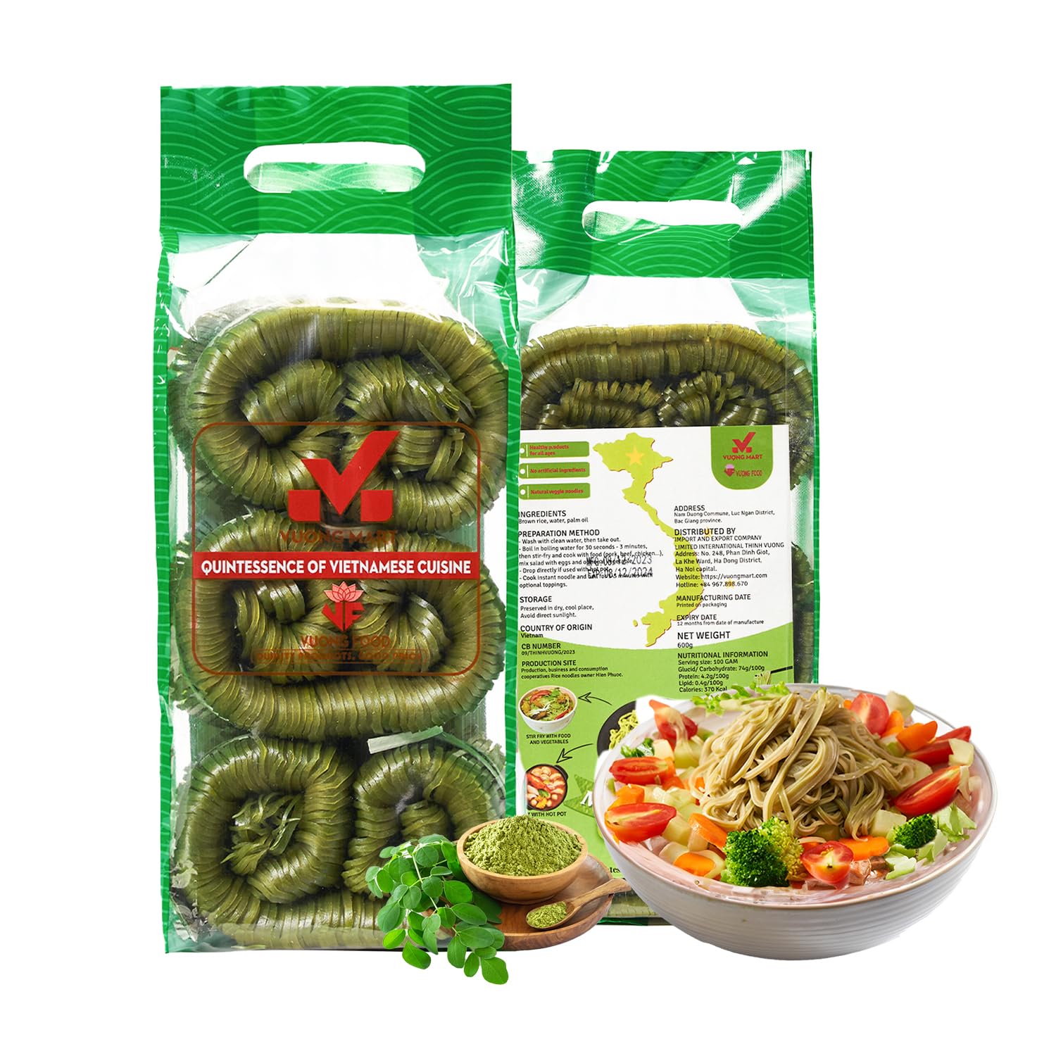 Amazon.com : VUONG MART Moringa Rice Noodles Thin Pho Family Size Stir ...