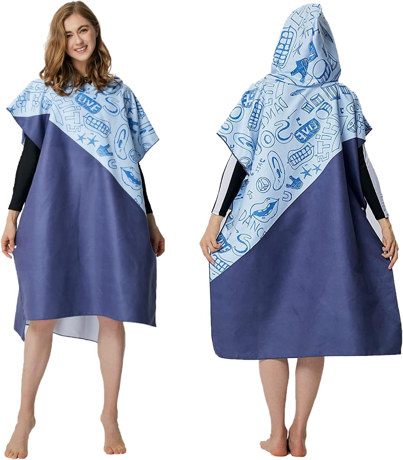 Toalla de Playa con Capucha/Poncho de playa para Mujer y Hombre ...