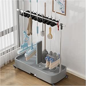 Amazon.com: Movable Broom Mop Holder Put Wet Mops,Cleaning Tool Cart ...