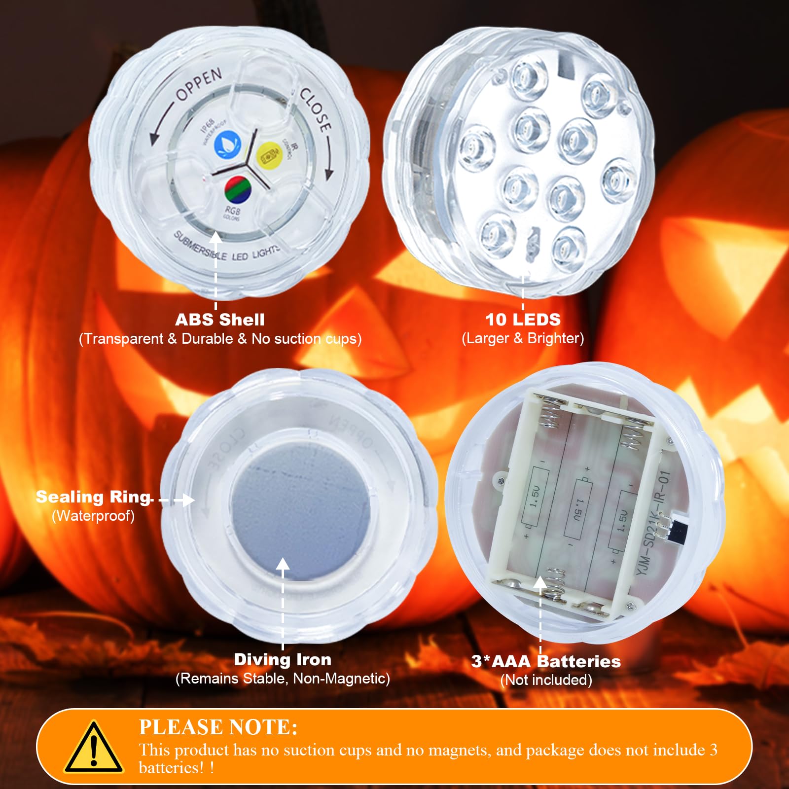 Snapklik.com : Pumpkin Lights For Inside Pumpkin, 16 Color Changing ...