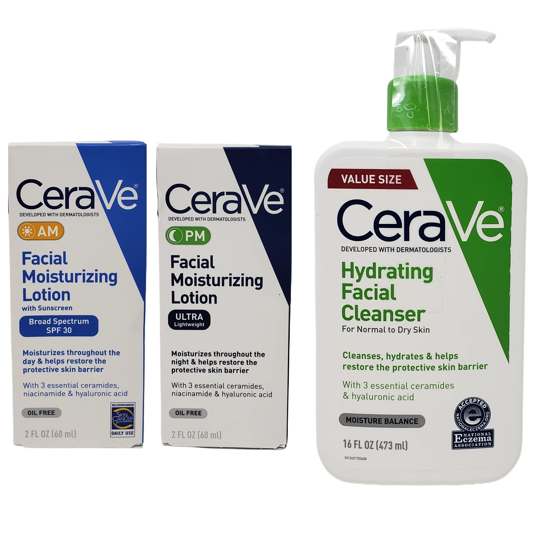 Buy CeraVe Daily Skincare Facial Bundle - Hydrating Facial Cleanser (16 ...
