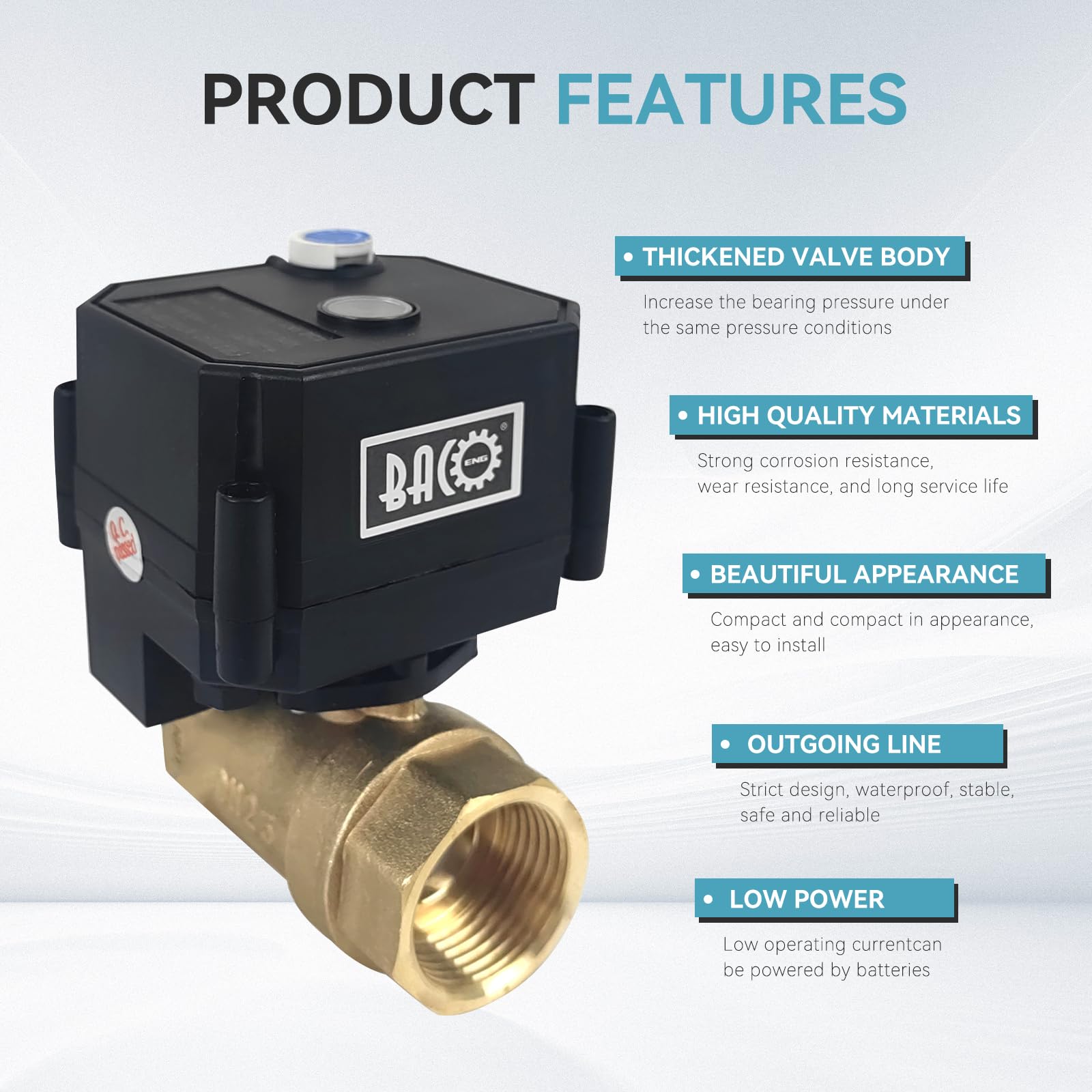 Snapklik.com : BACOENG Motorized Ball Valve, 2 Wire Auto Return 1 ...