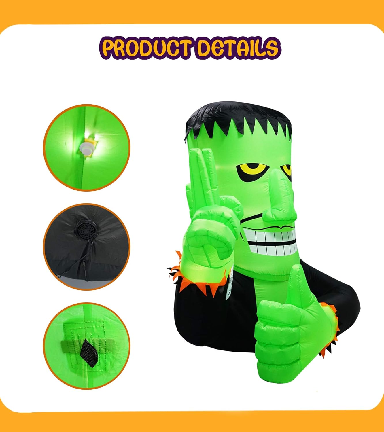 6FT High Halloween Inflatable Frankenstein Outdoor Decoration, Green ...