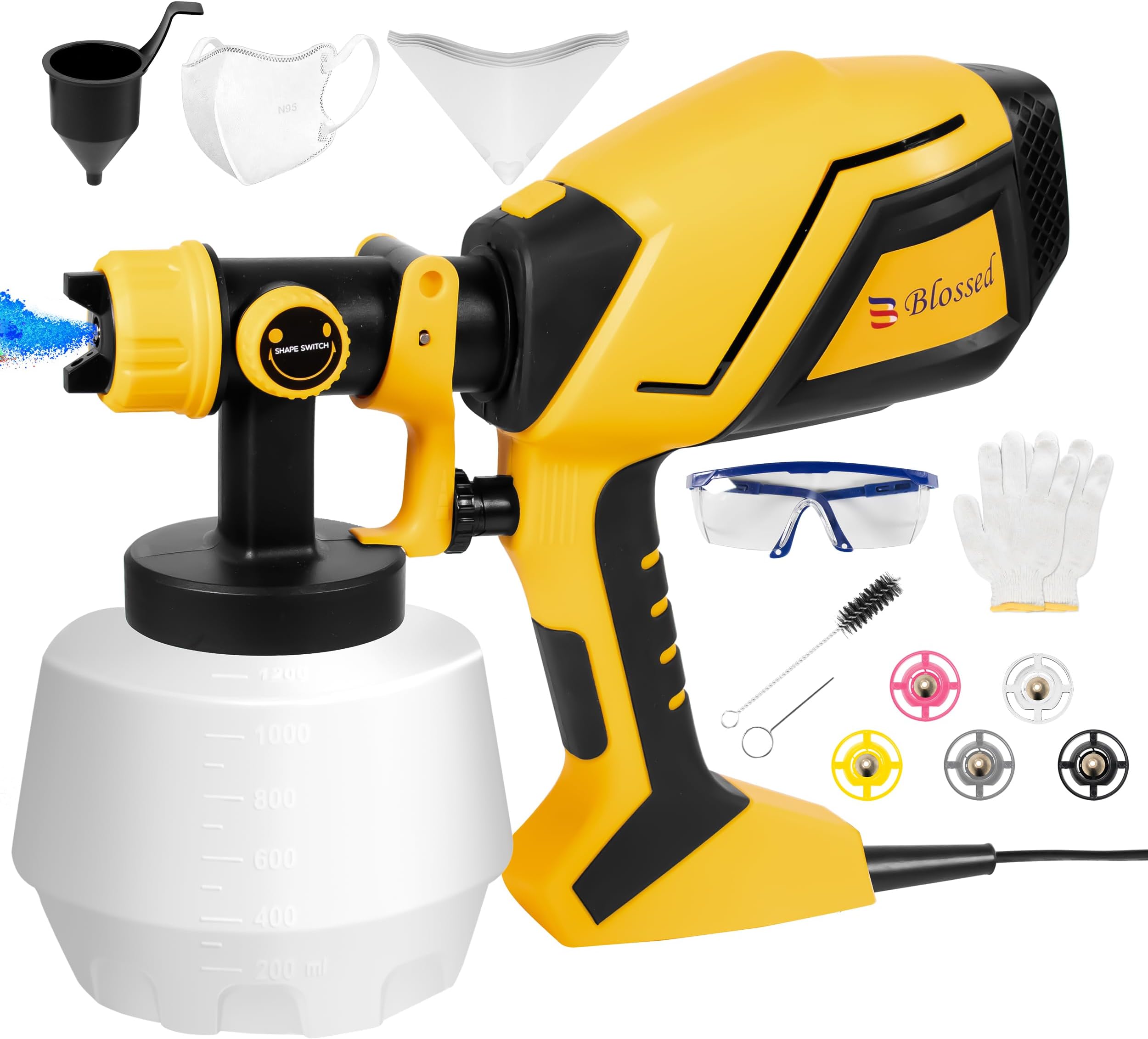 Paint Sprayer Gun for House Painting - 800W HVLP Paint Gun with 5 ...