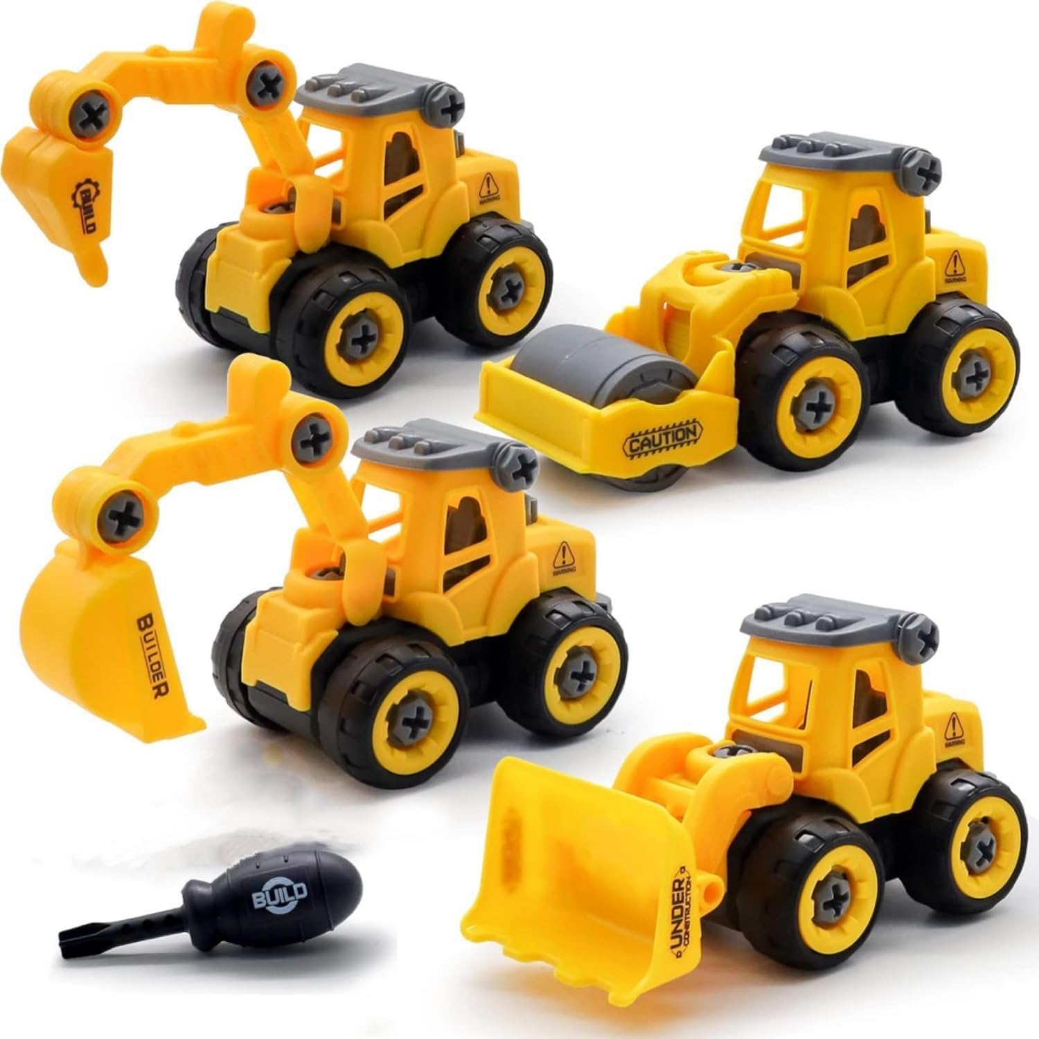 Toy Cars for Kids, 4 in 1 Construction Trucks, DIY Take Apart ...
