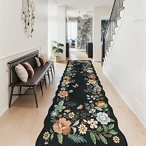 Amazon.com: Hedlive Floral Washable Runner Rug, Ultra-Thin 2.6x8 Runner ...