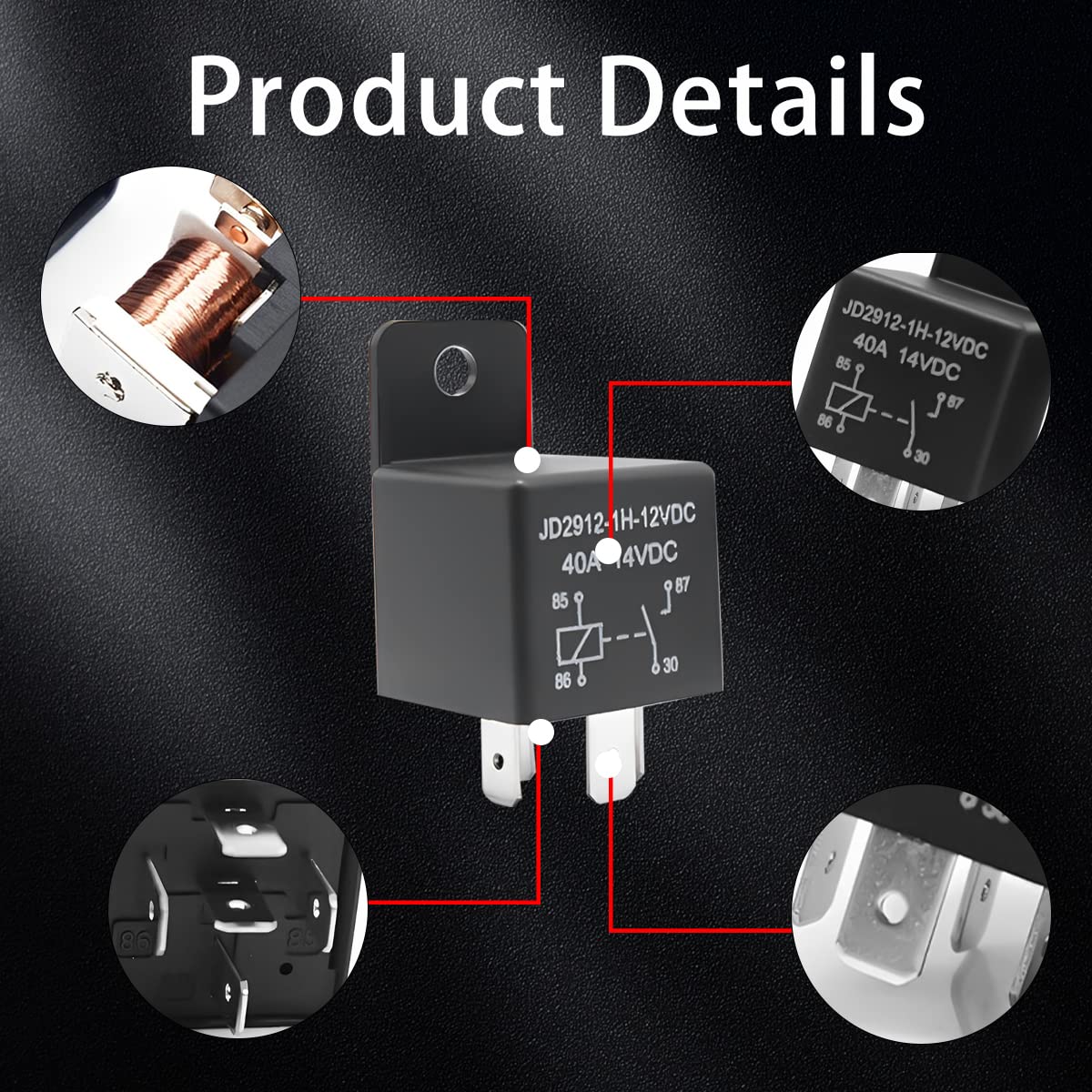 Snapklik.com : Car Relays 12V 4 Pin 40amp, Spst Model JD2912-1H-12VDC ...
