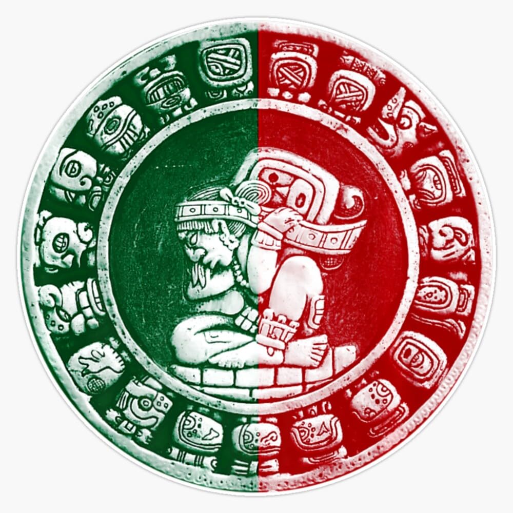 Amazon.com - Mayan Haab Calendar Mexican Flag Sticker Vinyl Decal ...