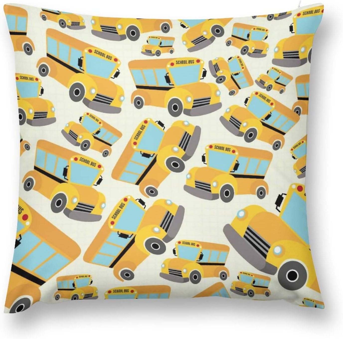 Amazon.com: School Bus Short Plush Pillow Case Soft Throw Cushion Case ...