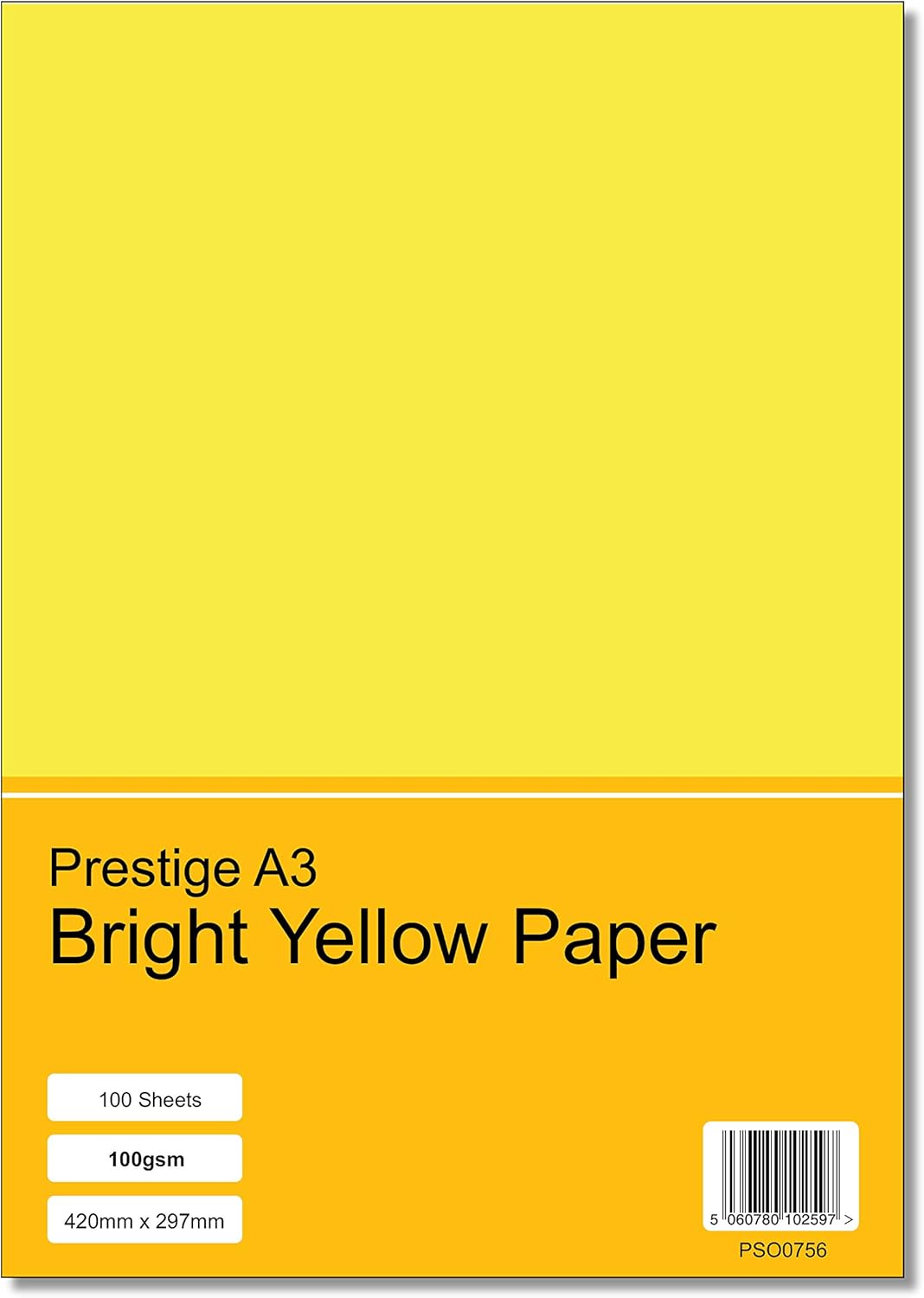 Prestige A3 Bright Yellow 100gsm Paper x 100 Sheets per Pack : Amazon ...