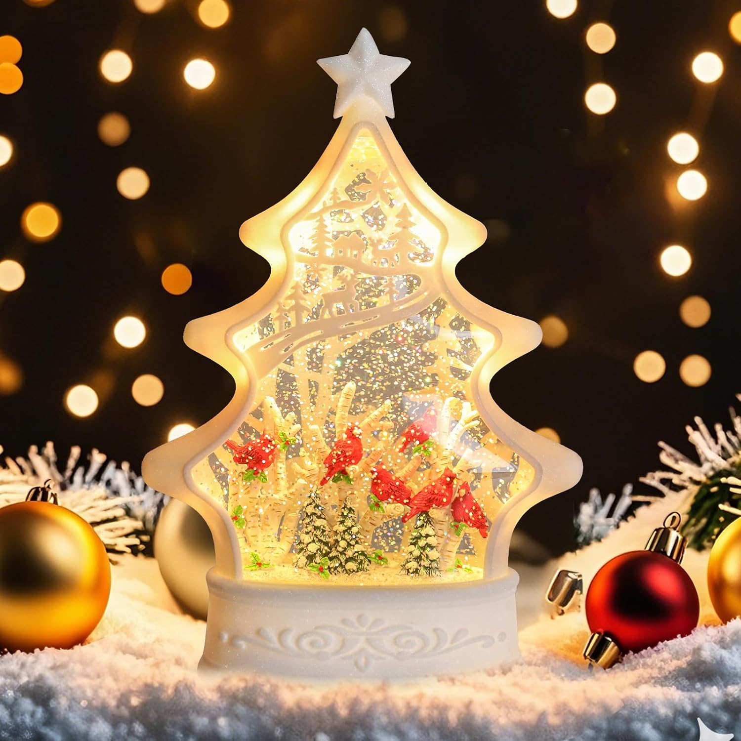 Amazon.com: VCUTEKA Christmas Snow Globe, Cardinal Snow Globes Warm ...