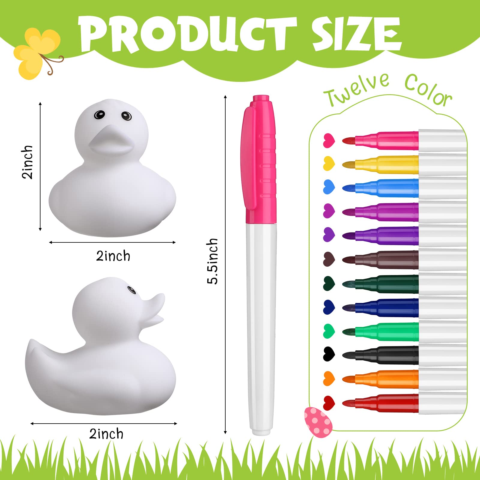 Snapklik.com : Jerify 24 Pcs 2 Inch White Blank Rubber Ducks For Kids ...
