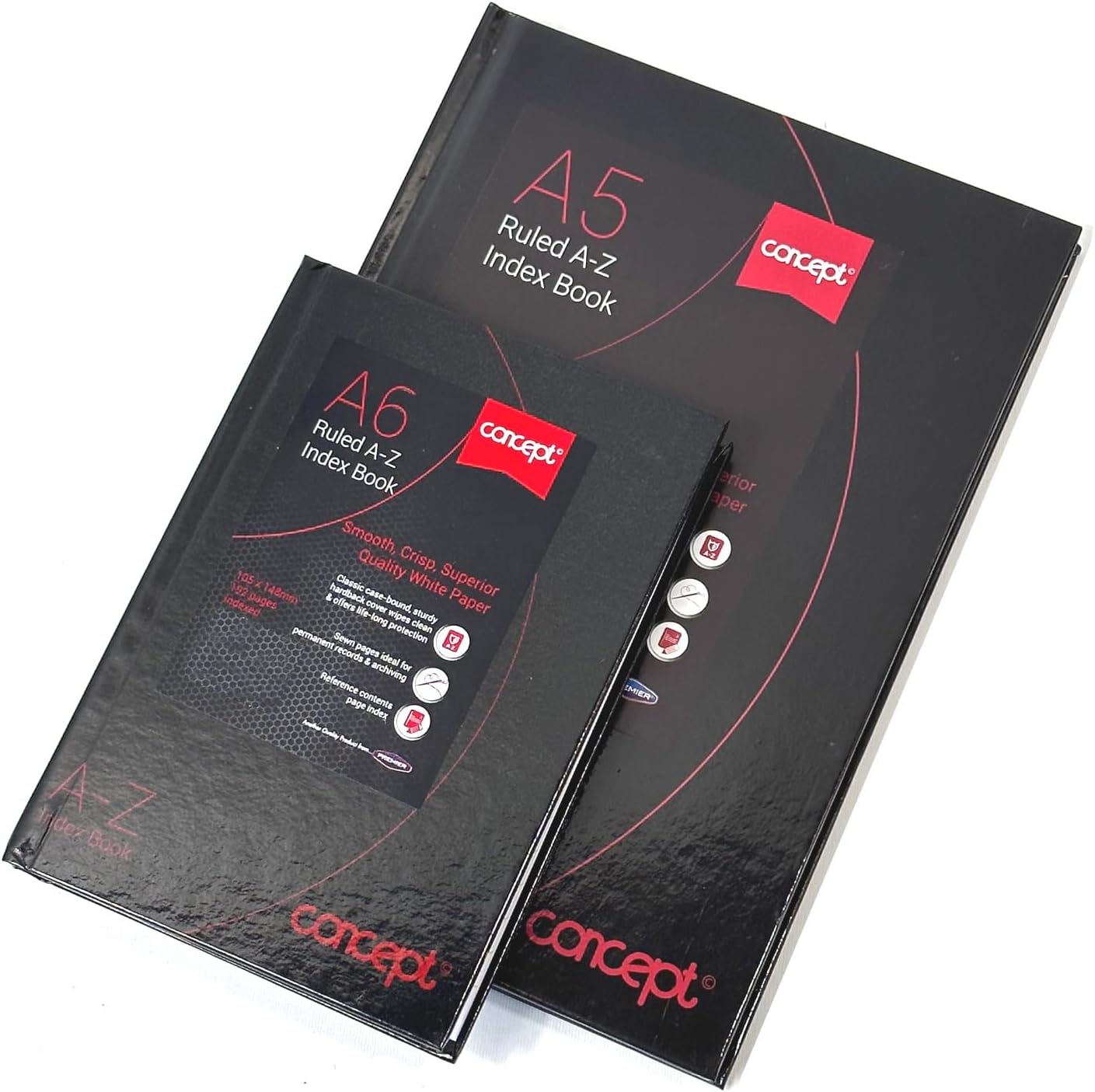 Set of A5 & A6 Index Book Hard Cover A-Z Index Notebook Ruled Book 192 ...