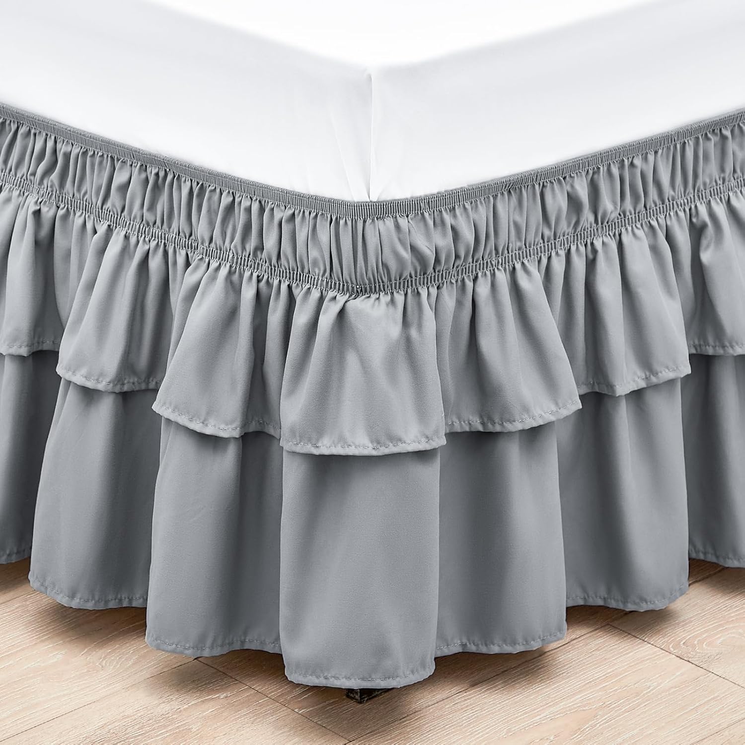Amazon.com: RIMELA Ruffle Bed Skirt Light Grey Queen 16 Inch Drop ...