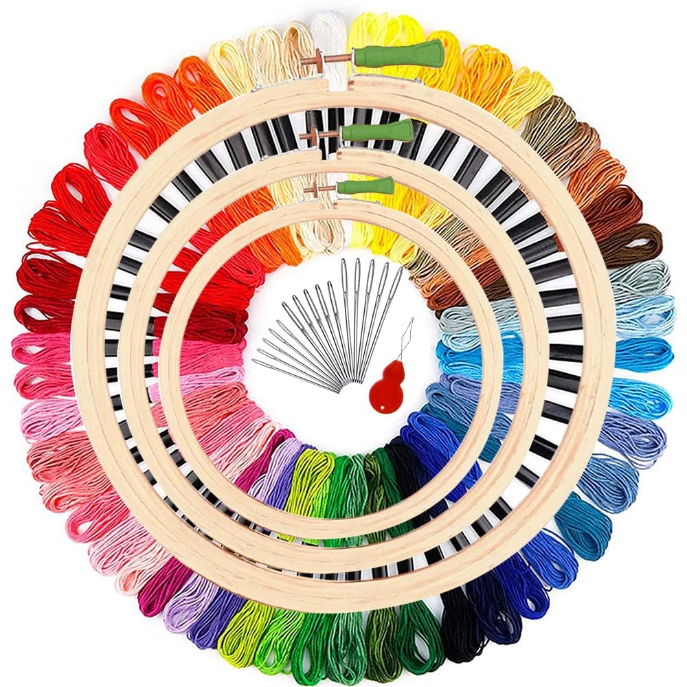 Desiderio Embroidery Material Kit for Beginners with 3pcs Wooden ...