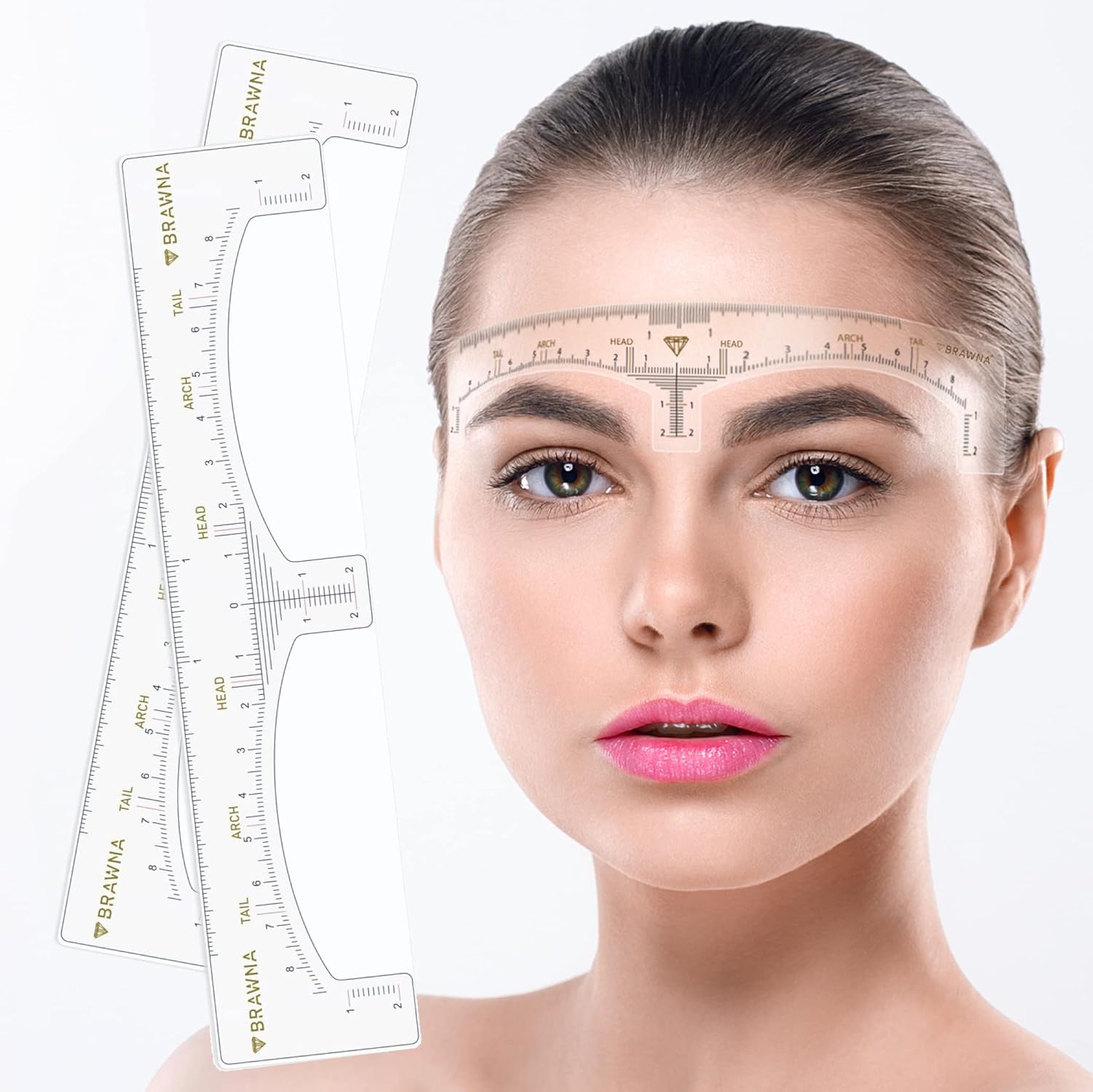 Amazon.com : Brawna Eyebrow Ruler - 60 Pcs Clear Adhesive Eyebrow ...
