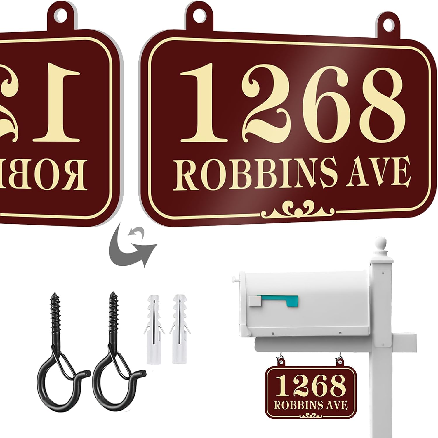 Amazon.com: Hanging Address Plaque Metal Sign - Personalized House ...