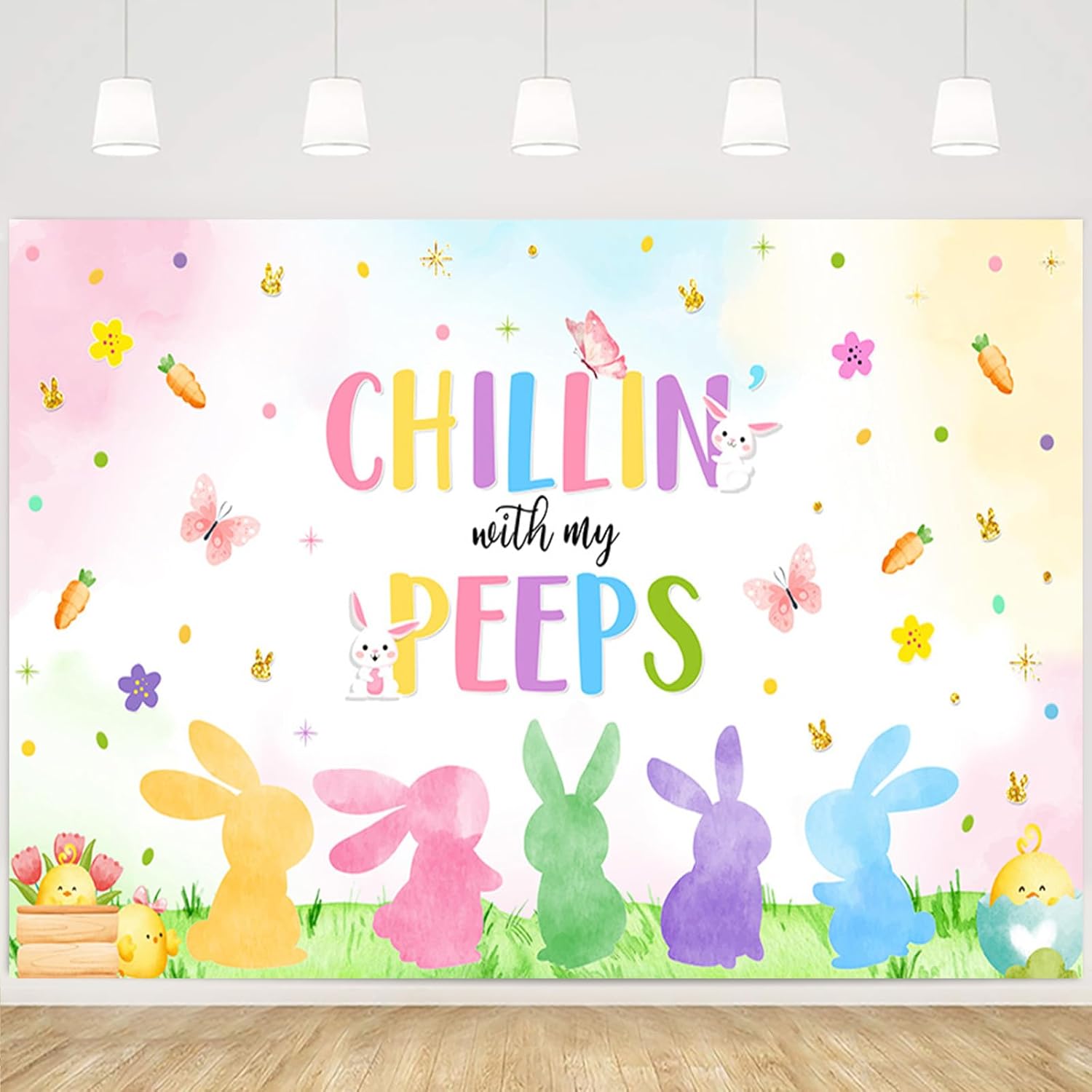 Amazon.com : MEHOFOND Chillin with My Peps Backdrop Easter Bunny Party ...