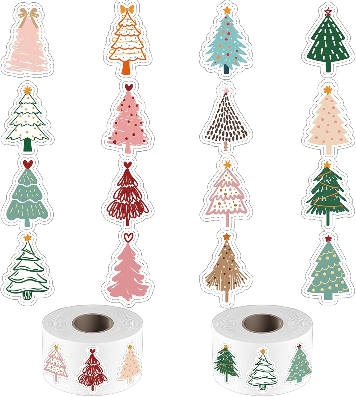 Amazon.com: ZCPTZ 1000Pcs Christmas Tree Boho Stickers, 2 Rolls ...