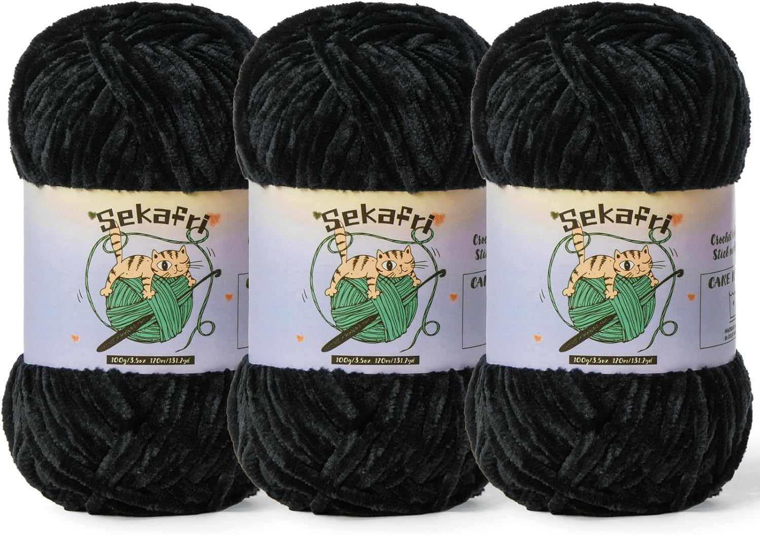 Amazon.com: 3 Pack Fuzzy Chenille Yarn for Crocheting,Velvet Baby ...