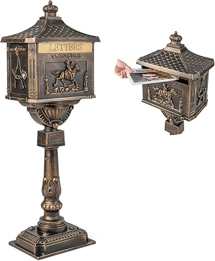 Amazon.com: Giantex Cast Aluminum Mailbox with Post - Locking ...