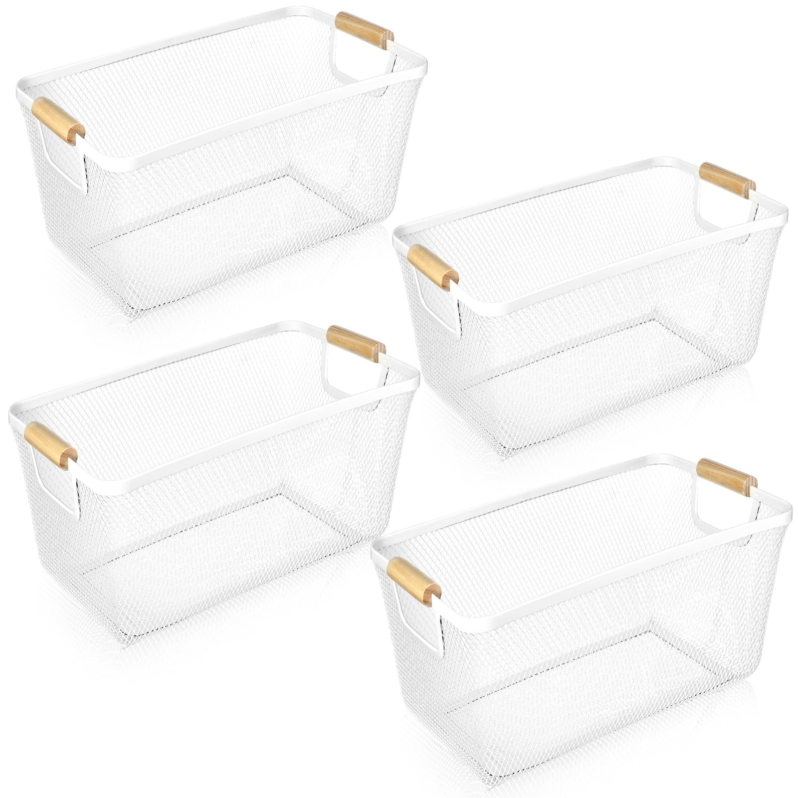 Amazon.com - Ziliny 4 Pcs Metal Wire Basket with Wooden Handles Mesh ...