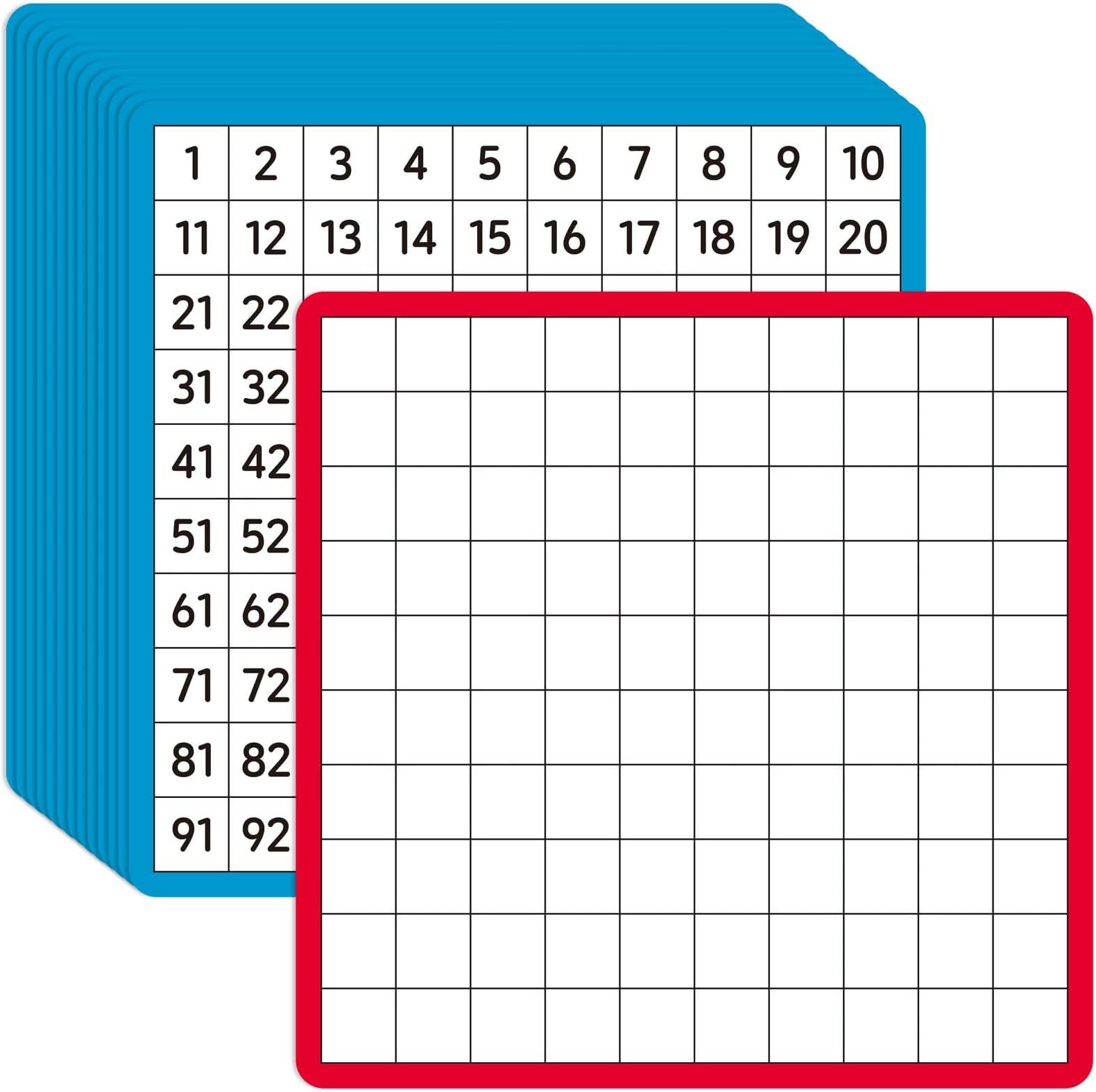 Amazon.com: Artreeiger 12 Pcs Dry Erase Math Hundreds Chart, Double ...