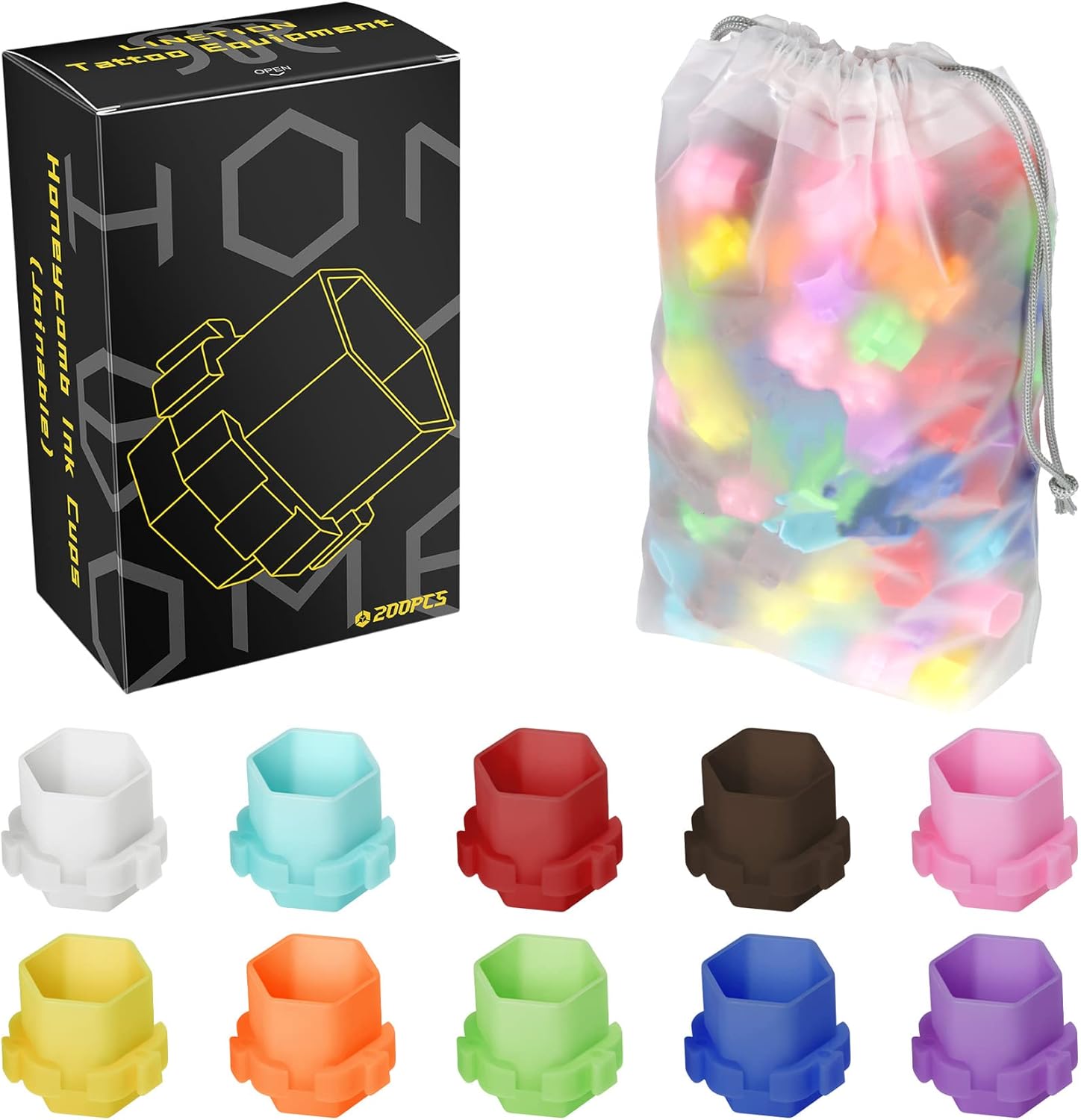 Amazon.com: Hexagonal Ink Cups for Tattooing, Multiple Color Hive ...