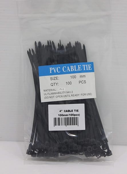 HIKEN PVC Cable Tie (100mm - 300mm) Black (100, 100MM) : Amazon.in ...