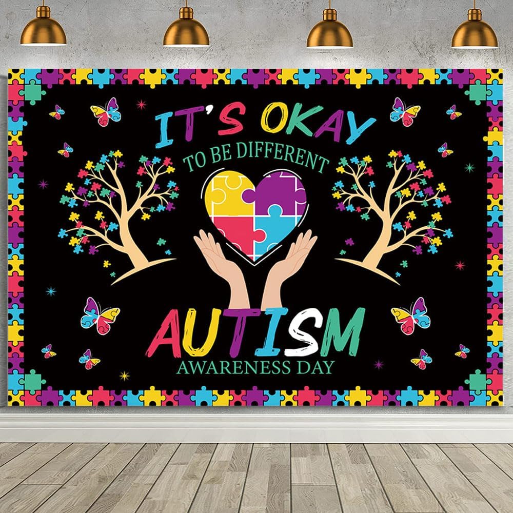 Amazon.com : MEHOFOND 7x5ft Autism Awareness Backdrop Colorful Puzzle ...