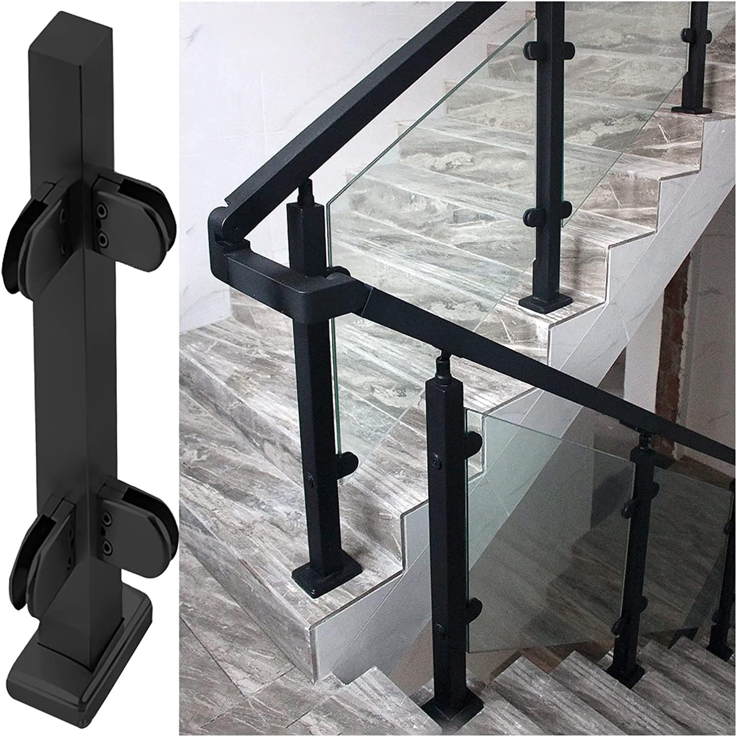 Amazon.com: JIngtoNG Black Floor Mount Glass Fencing Panel Post, 304 ...