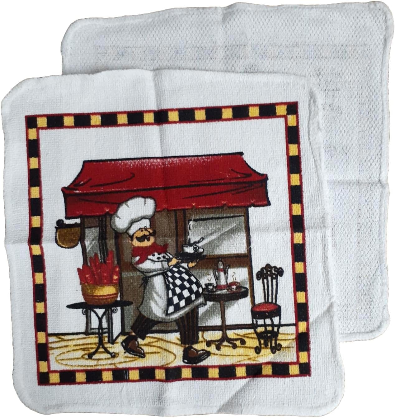 Amazon.com: Pair of Chef Theme Print Two-Sided Kitchen Dish Scrubber ...