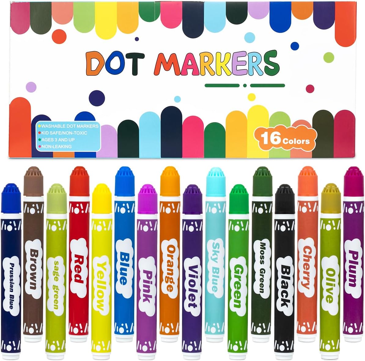 Amazon.com: Bingo Markers 16 Color Bingo Daubers Washable Bingo Markers ...