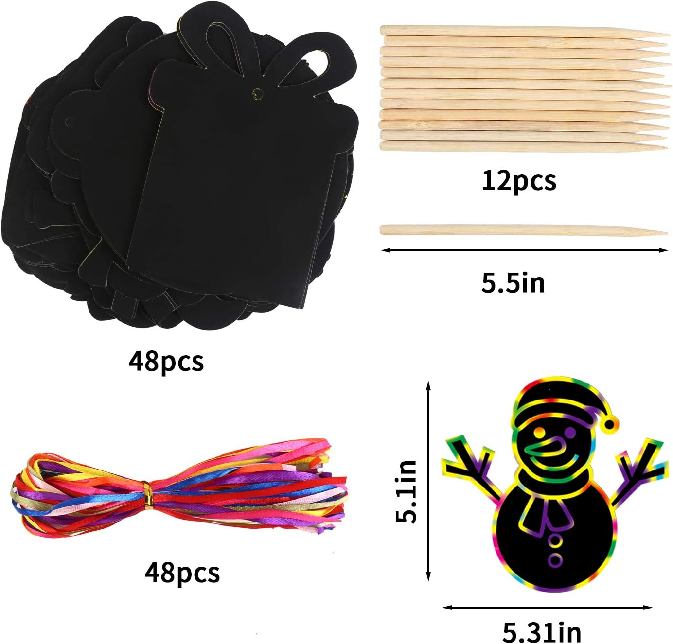 VEYLIN 48 Pieces Christmas Scratch Art for Kids Rainbow Scratch Paper ...