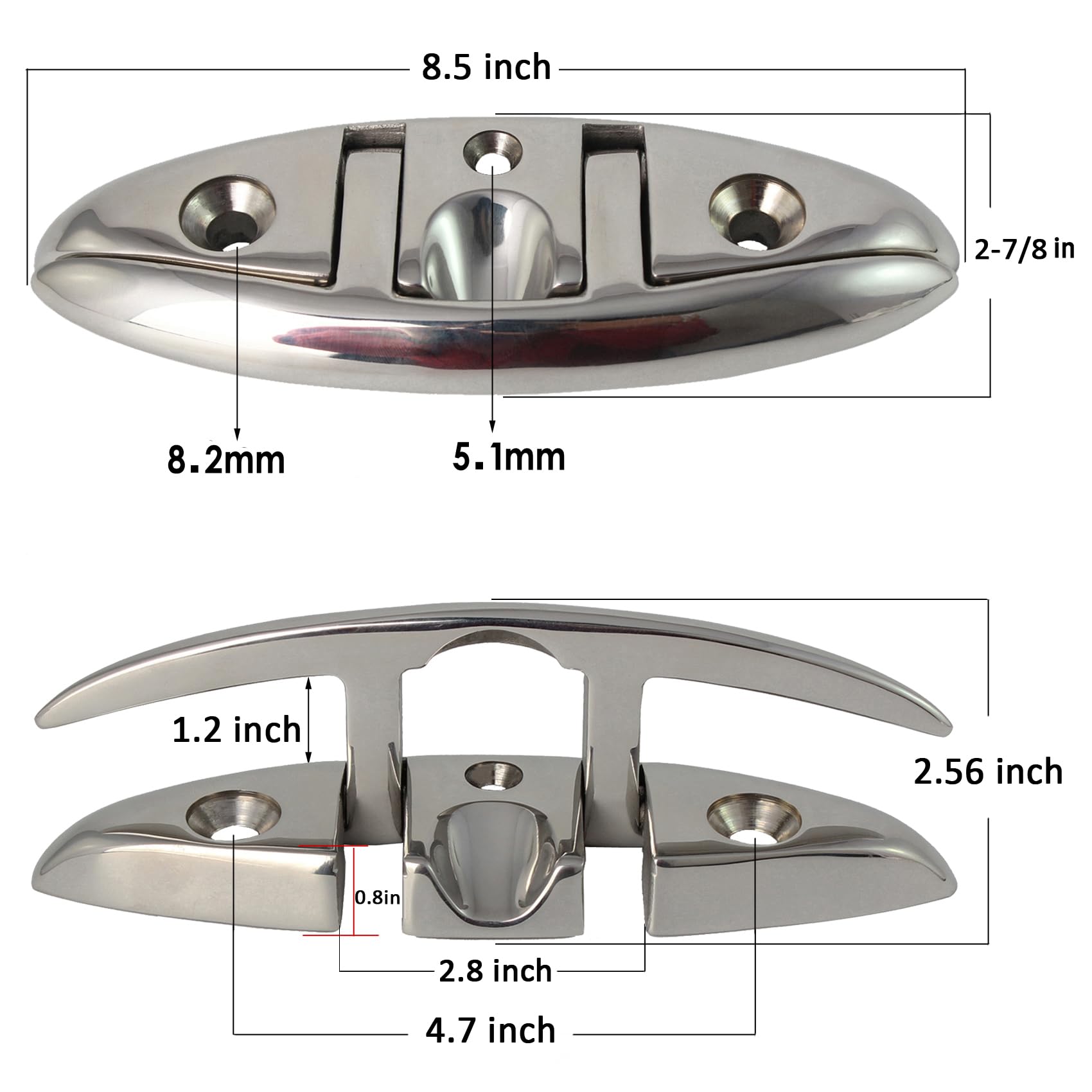 Snapklik.com : 316 Stainless Steel Boat Folding Cleat 8.5 Inch, Flip Up ...