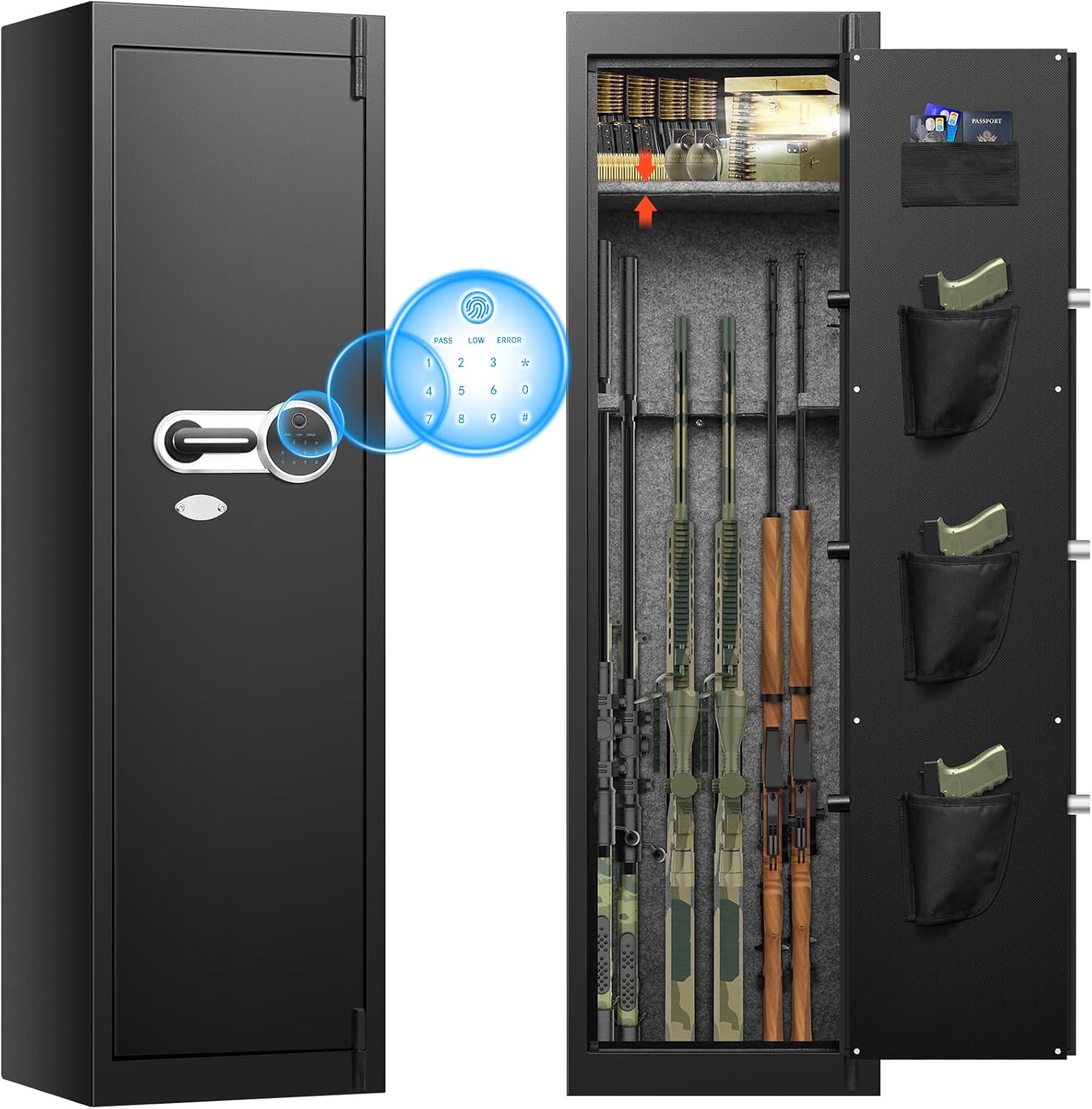 Amazon.com: 4-5 Fireproof Biometric Rifle Gun Safe, Large Heavy Duty ...